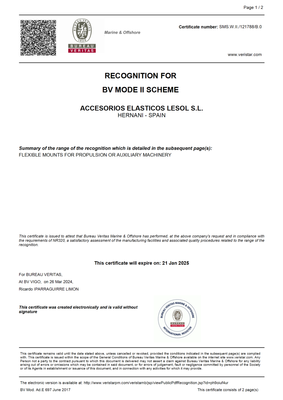 At Lesol, we are proud to announce that we have the marine certificate ...